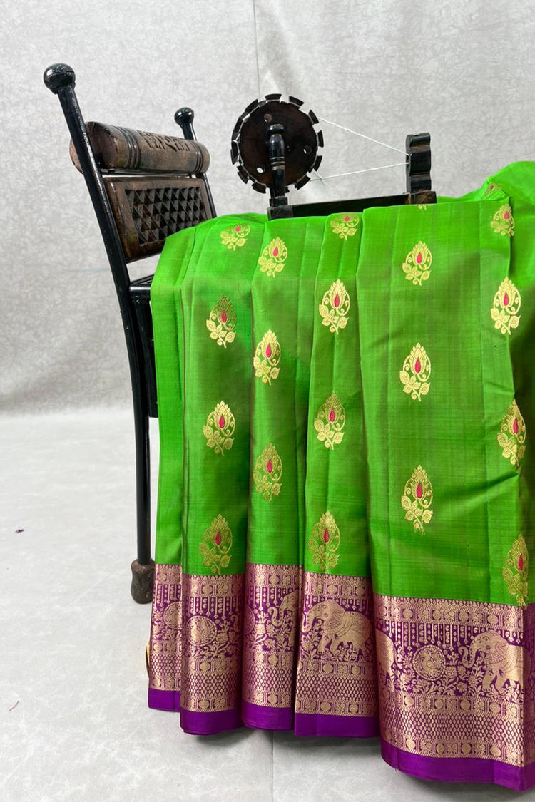 KANCHIPURAM PURE SILK HANDLOOM SAREE – Gadwal Weavers Society